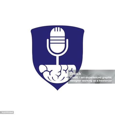 두뇌 팟캐스트 로고 디자인 방송 엔터테인먼트 비즈니스 로고 템플릿 벡터 일러스트 레이 션입니다 개념에 대한 스톡 벡터 아트 및 기타 이미지 Istock