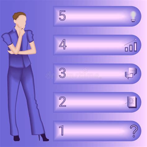 A Woman Uses 5 Steps To Identify A Problem 2d Stock Vector