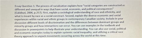 Essay Question 3 The Process Of Racialization