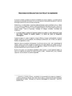 PROCESSUS DE RÉALISATION DUN PROJET EN INGÉNIERIE processus de r 201 alisation d un projet en