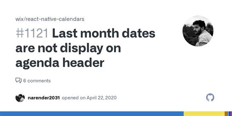 Last Month Dates Are Not Display On Agenda Header · Issue 1121 · Wix