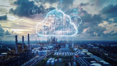 Industrial Area Connected By Cloud Computing Systems And Digital Data