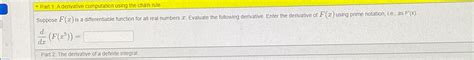 Solved Part 1 ﻿a Derivative Computation Using The Chain