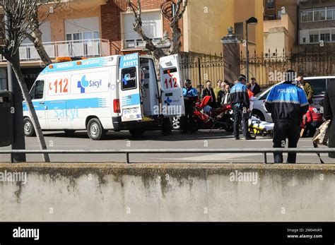 Ambulance Waiting To Take An Injured Person From A Traffic Accident