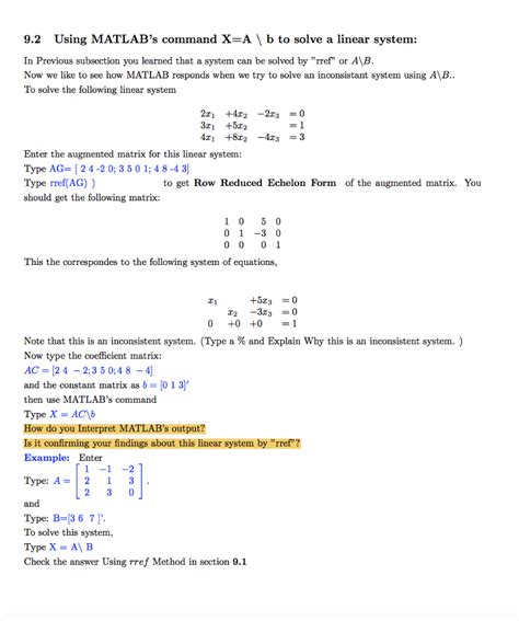 Solved 9 Solve The Linear System Reading Materials There Chegg Com