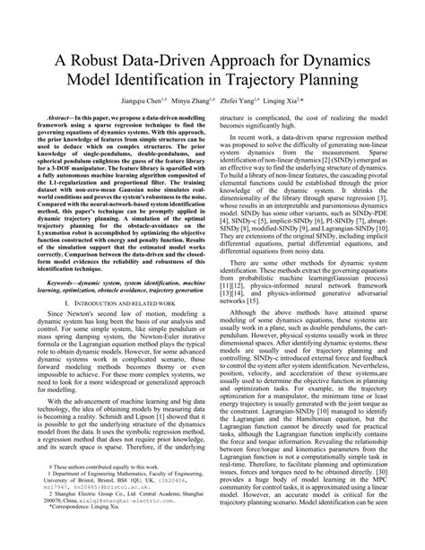 Pdf A Robust Data Driven Approach For Dynamics Model Identification
