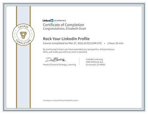 Elizabeth Ovad On Linkedin Certificate Of Completion