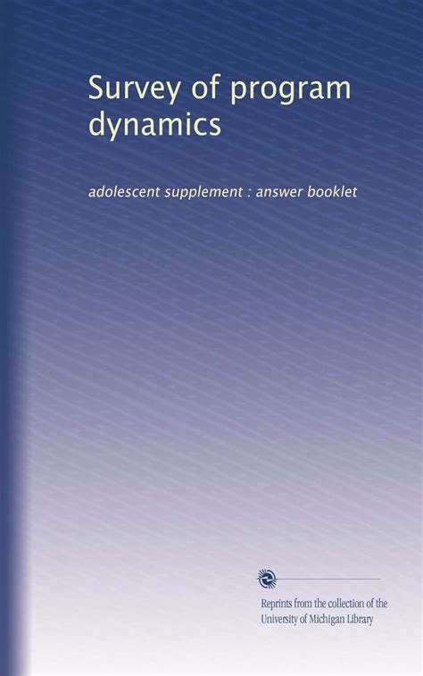Survey Of Program Dynamics Adolescent Supplement Answer