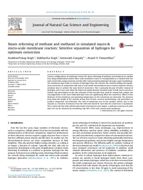 Pdf Steam Reforming Of Methane And Methanol In Simulated Macro And Micro Scale Membrane Reactors