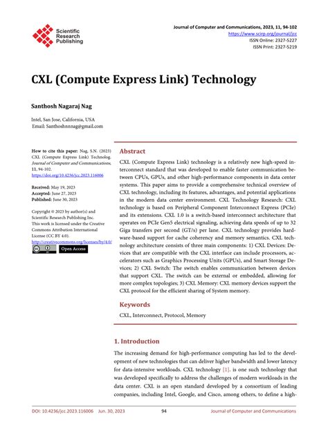 Pdf Cxl Compute Express Link Technology