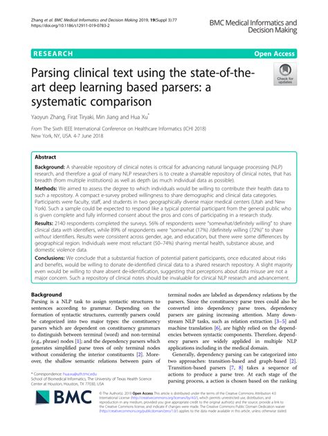 Pdf Parsing Clinical Text Using The State Of The Art Deep Learning Based Parsers A Systematic