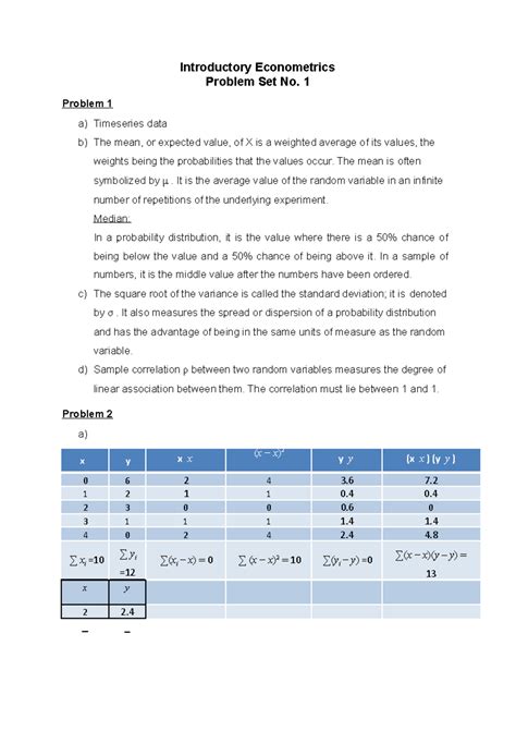 Homework 1 Summary Introductory Econometrics Introductory