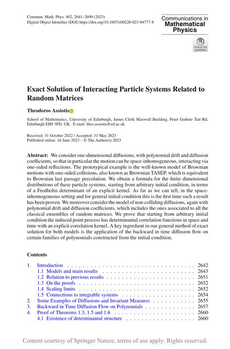 Pdf Exact Solution Of Interacting Particle Systems Related To Random