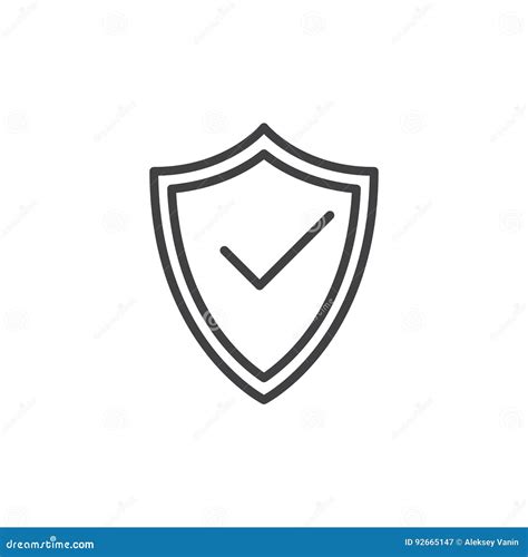Shield Check Mark Sign Icon Or Logo Line Protection Approve Concept