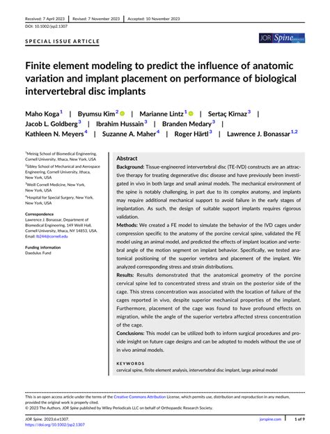 Pdf Finite Element Modeling To Predict The Influence Of Anatomic Variation And Implant