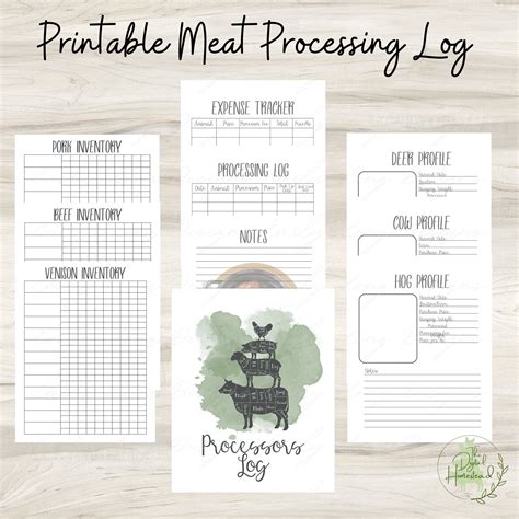 Meat Processing Log Printable Homestead Binder Processors Log Meat