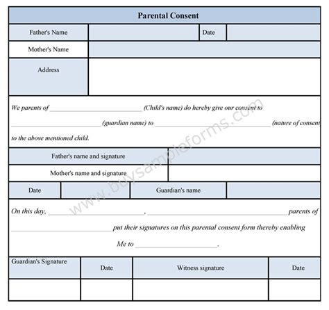 Parental Consent Form Sample Forms