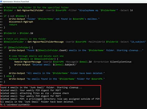 Graph Powershell Automating Junk Email Folder Cleanup