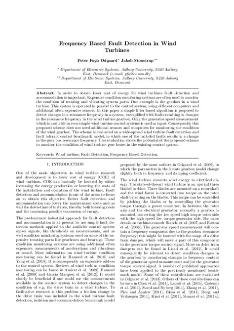 Pdf Frequency Based Fault Detection In Wind Turbines