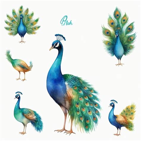 Un Dibujo De Pavos Reales Y Pavos Reales Con La Palabra El Uno En él
