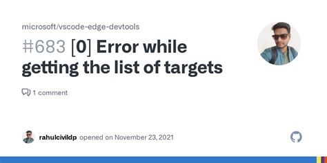 0 Error While Getting The List Of Targets · Issue 683 · Microsoftvscode Edge Devtools · Github
