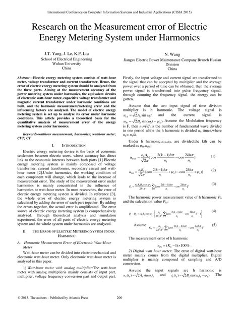 Pdf Research On The Measurement Error Of Electric Energy Metering