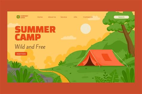 여름철 플랫 방문 페이지 템플릿 무료 벡터