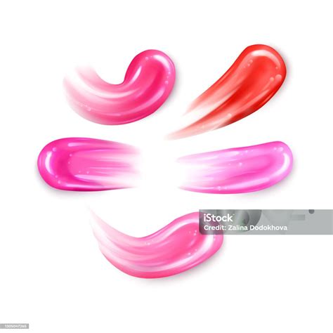 화이트 백그라운드의 핑크 리퀴드 립스틱 액상 립스틱 의 스트로크 컬렉션의 그림 장식용 화장품 홍보용 광고 포스터 전단지 디자인 요소 0명에 대한 스톡 벡터 아트 및 기타
