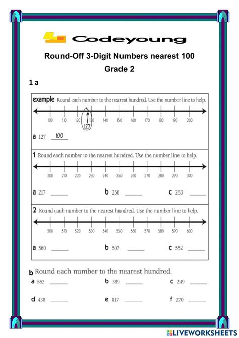 Round Off 3 Digit Numbers To The Nearest 100 Worksheet Live Worksheets Library