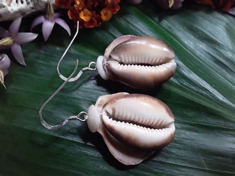 Puka Shell Earrings Cowrie Shell Earrings Hawaiian Style Kauai Etsy
