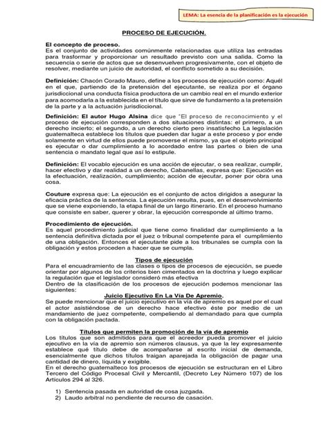 01 Procesos De Ejecución Pdf Sentencia Ley Demanda Judicial