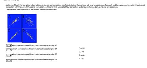 solved matching match the four pictured correlation to the