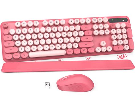 Wireless Keyboard And Mouse Combo Pink Retro Keyboard