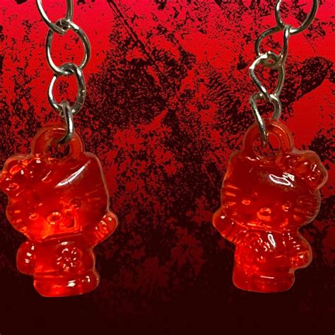 Red Gummy Hello Kitty Dangle Earrings 15 Off Depop