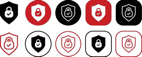 Shield Secure Check Lock Solid And Outline Icon Set 48772428 Vector Art At Vecteezy