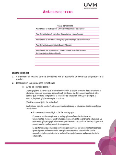 tarea uvm pdf pedagogía conocimiento