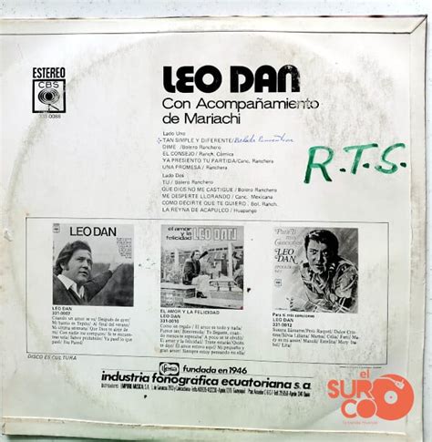 Disco De Vinilo Lp Leo Dan Leo Dan Con Un Acompañamiento De Mariachi