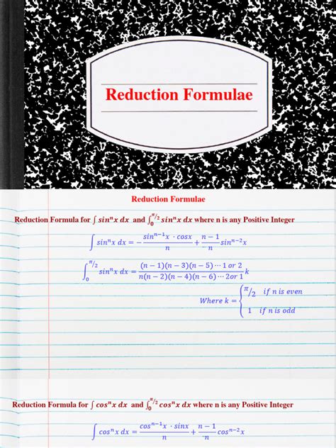 Reduction Formulae Download Free Pdf Mathematical Analysis Mathematics