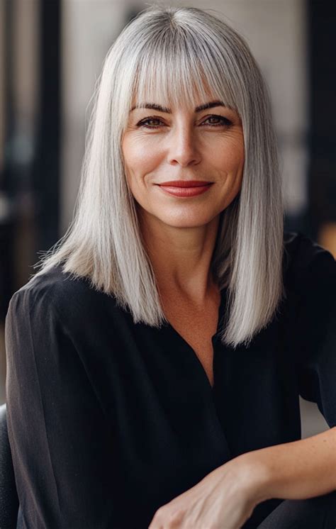 30 Long Bob Hairstyles With Fringe For Women Over 50 Long Silver Bob