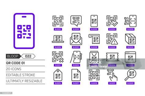 Qr Code Related Pixel Perfect Editable Stroke Up Scalable Line Vector Bloop Icon Set Stock