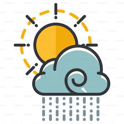 태양과 구름이 있는 날씨 아이콘 벡터 Unsplash의 부분적으로 비 이미지