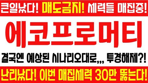에코프로머티리얼즈 주가전망 긴급 속보 특급정보 큰일났다매도금지 세력들매집중 결국엔 예상된 시나리오대로 투경해제난리났다이번 매집세력 30만