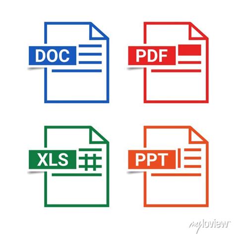 Set Of Format And Extension Of Documents Pdf Doc Ppt And Xls • Wall