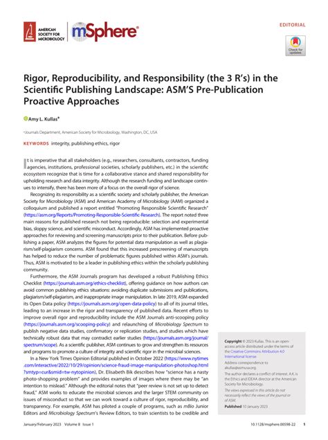 Pdf Rigor Reproducibility And Responsibility The 3 Rs In The Scientific Publishing