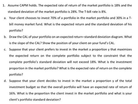 Solved 1 Assume Capm Holds The Expected Rate Of Return Of
