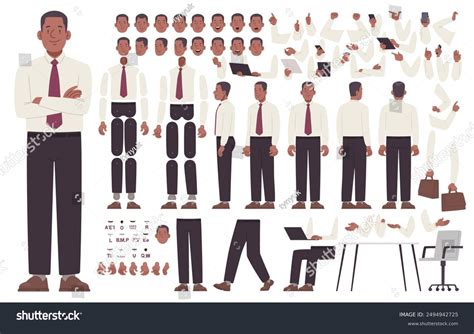 Businessman Set Collection Hand Leg Positions Stock Vector Royalty