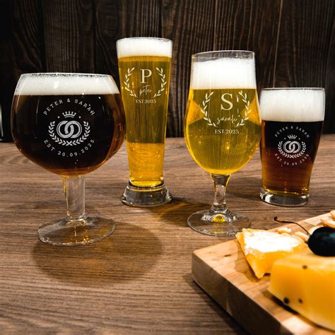 Personalised Set Of 4 Portugal Beer Glasses And Custom Engraved Logo
