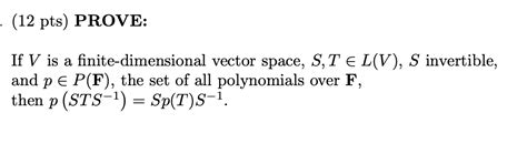 solved 12 pts prove a if v is a finite dimensional