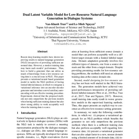 Dual Latent Variable Model For Low Resource Natural Language Generation