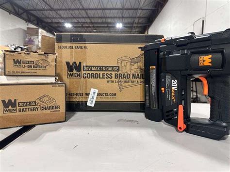 Wen 20512 20v Max Cordless 18 Gauge Brad Nailer With 2 0ah Battery And Charger Lambrecht